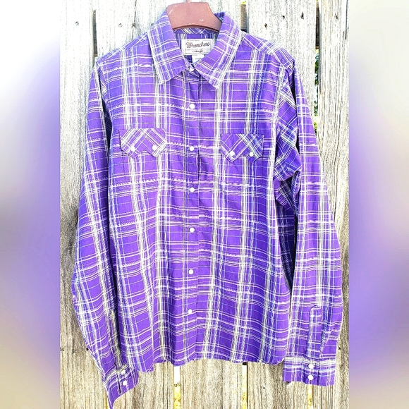 Wrangler | Tops | Wrangler Purple Plaid Wranglers Snap Western Shirt ...